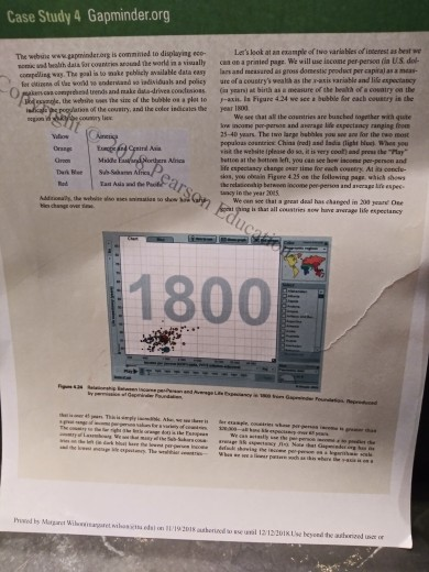 Case Study 4 Gapminder.org Le's bok at an eample of | Chegg.com