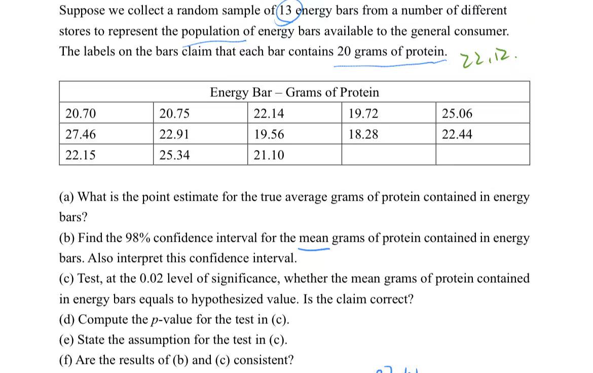 Solved Suppose we collect a random sample of 13 ﻿energy bars | Chegg.com