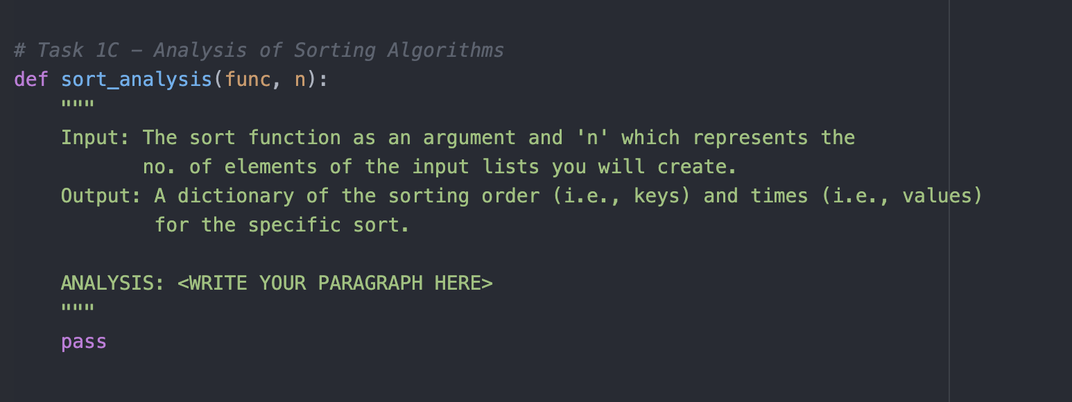 Solved Part C: Analysis of Sorting Algorithms (1 Mark - 0.5 | Chegg.com