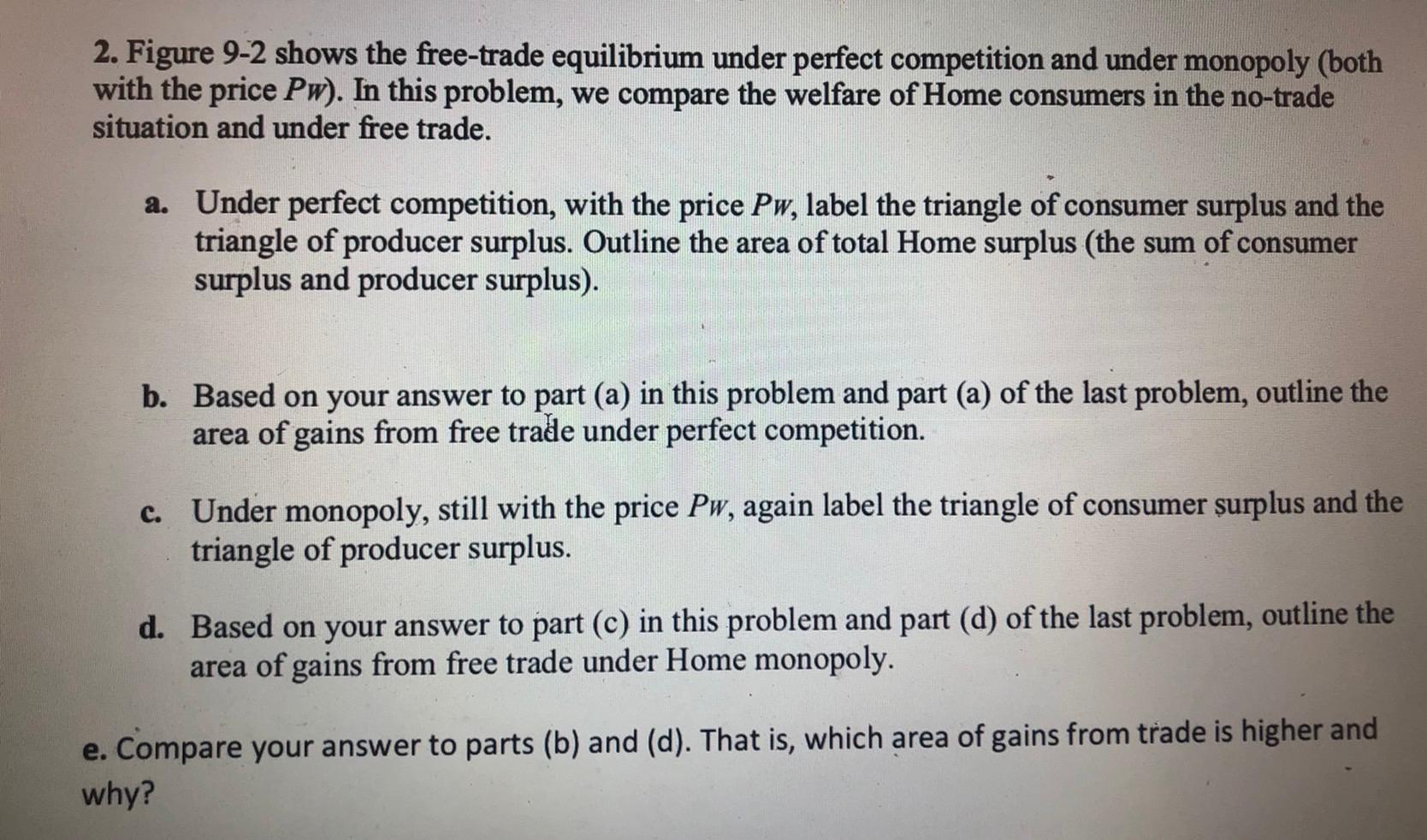 Solved 2. Figure 9-2 shows the free-trade equilibrium under | Chegg.com