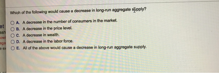 Solved Which of the following would cause a decrease in | Chegg.com