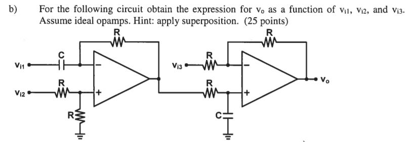 Solved b) For the following circuit obtain the expression | Chegg.com