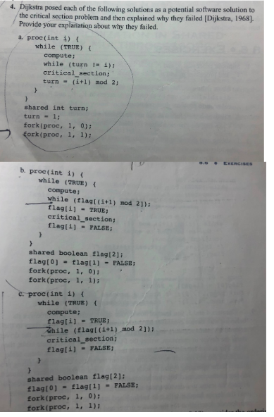 Solved 4. Dijkstra posed each of the following solutions as | Chegg.com