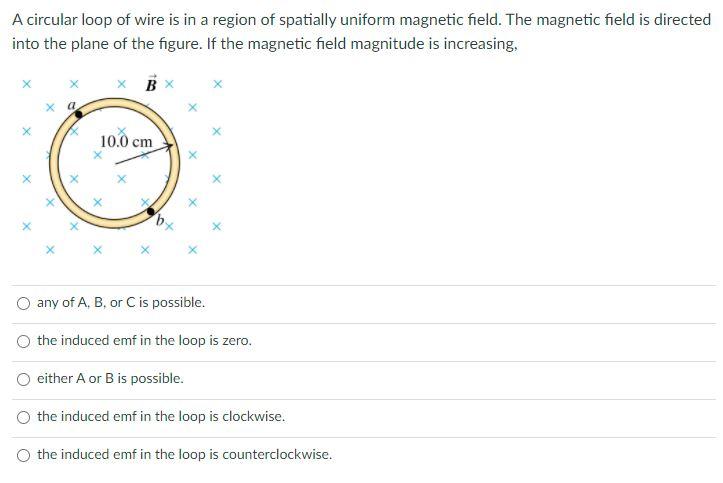 Solved A circular loop of wire is in a region of spatially | Chegg.com