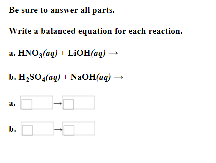 Solved Be sure to answer all parts. Write a balanced | Chegg.com