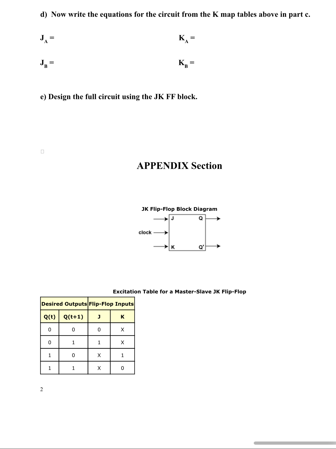 Solved b) Complete the state table below from the excitation | Chegg.com