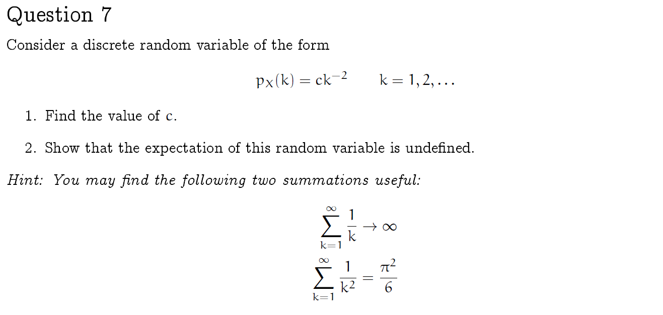 Solved Consider a discrete random variable of the form | Chegg.com