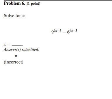 Solved 99x−3=64x−5 | Chegg.com
