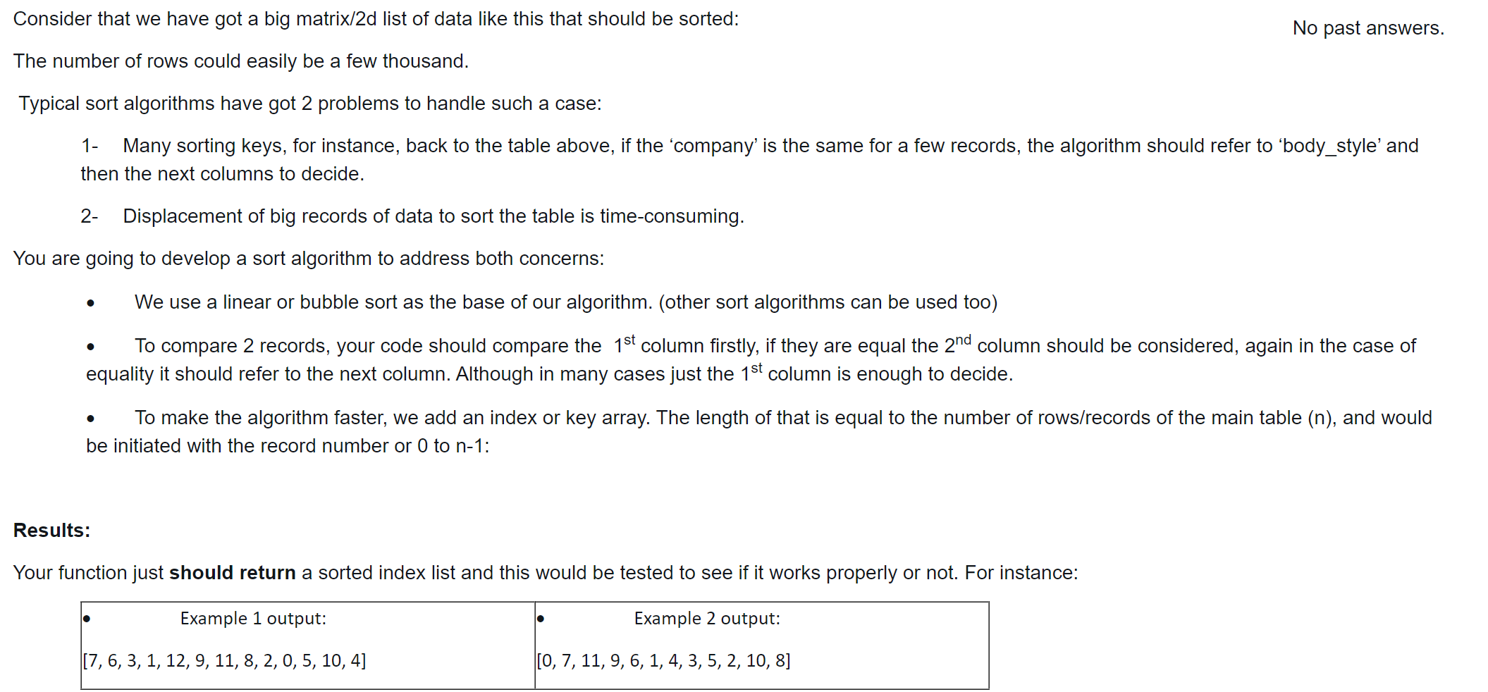 Solved Index or Key Sorting - python (follow qn and code | Chegg.com