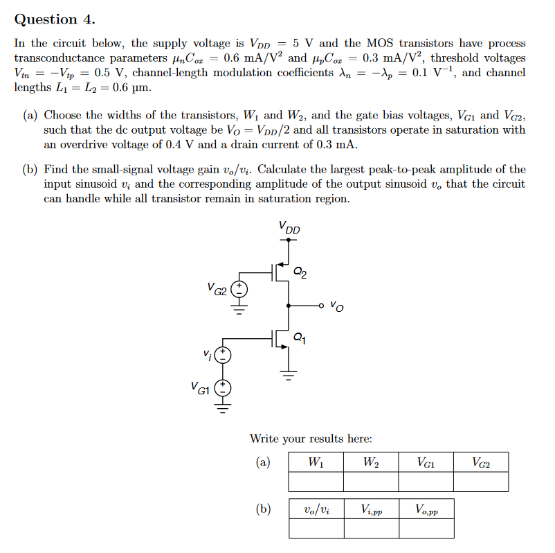 Solved In the circuit below, the supply voltage is VDD =5 ﻿V | Chegg.com