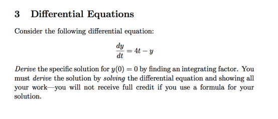 Solved Differential Equations Consider the following | Chegg.com