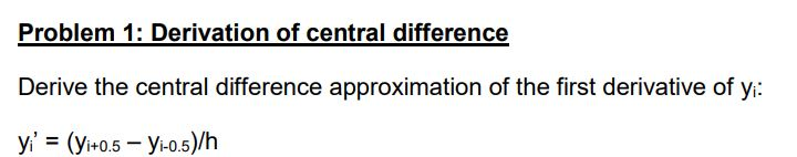 Solved Problem 1: Derivation of central difference Derive | Chegg.com