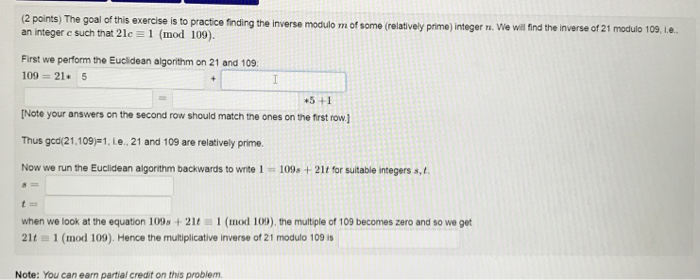 Solved exercise is to practice finding the inverse modulo m | Chegg.com