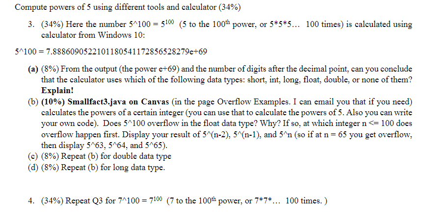 Solved Compute powers of 5 using different tools and | Chegg.com