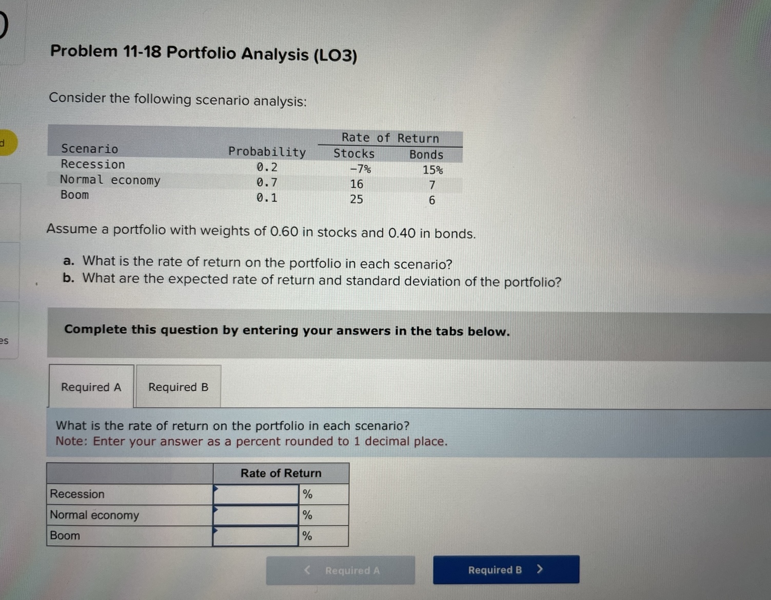 Solved Problem 11-18 Portfolio Analysis (LO3) Consider the | Chegg.com