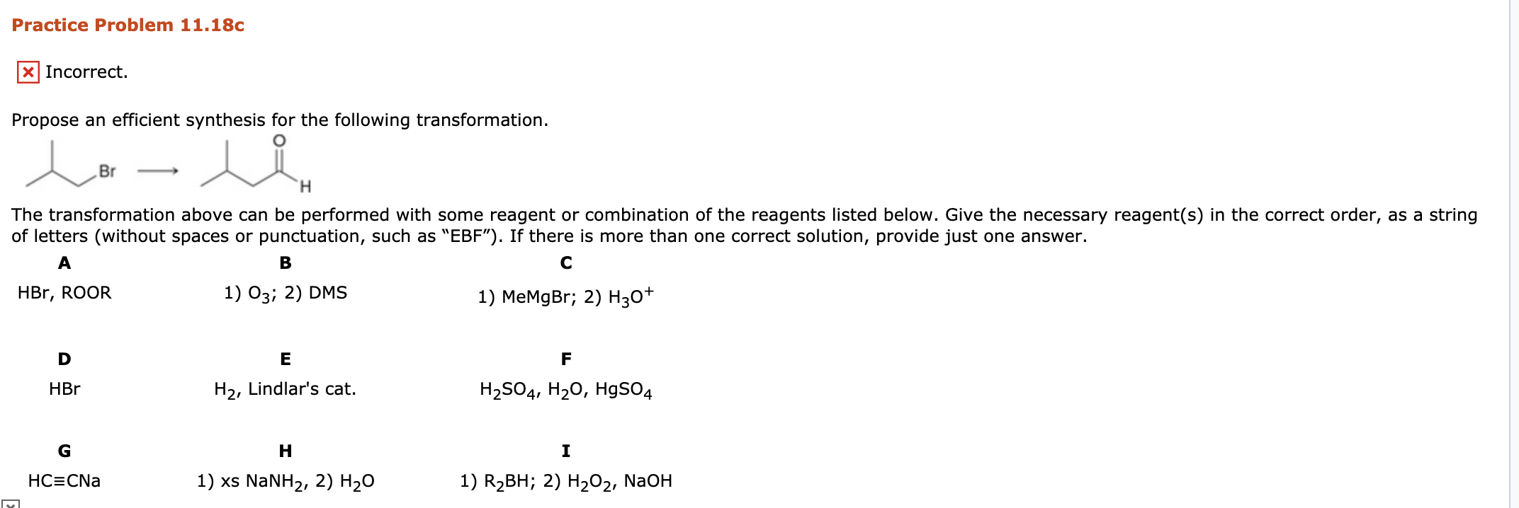 Solved Practice Problem 11.180 Incorrect. Propose an | Chegg.com