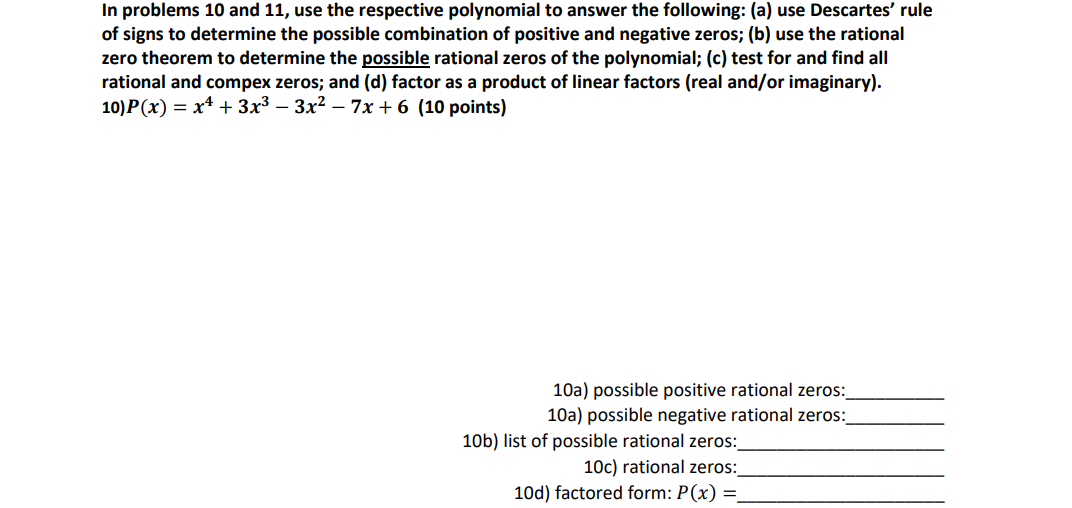 Solved In problems 10 and 11 , use the respective polynomial | Chegg.com