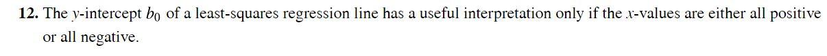 Solved 12. The y-intercept b0 of a least-squares regression | Chegg.com