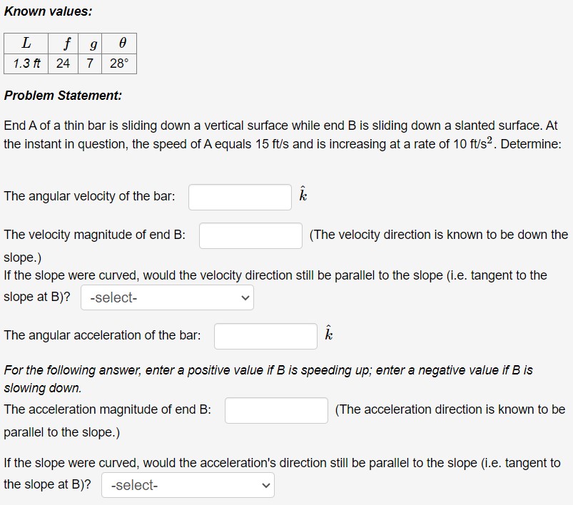 Solved Known values: Problem Statement: End A of a thin bar | Chegg.com
