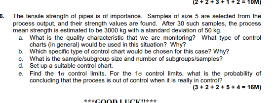 Solved 3 + 1 + 2 5. The tensile strength of pipes is of | Chegg.com
