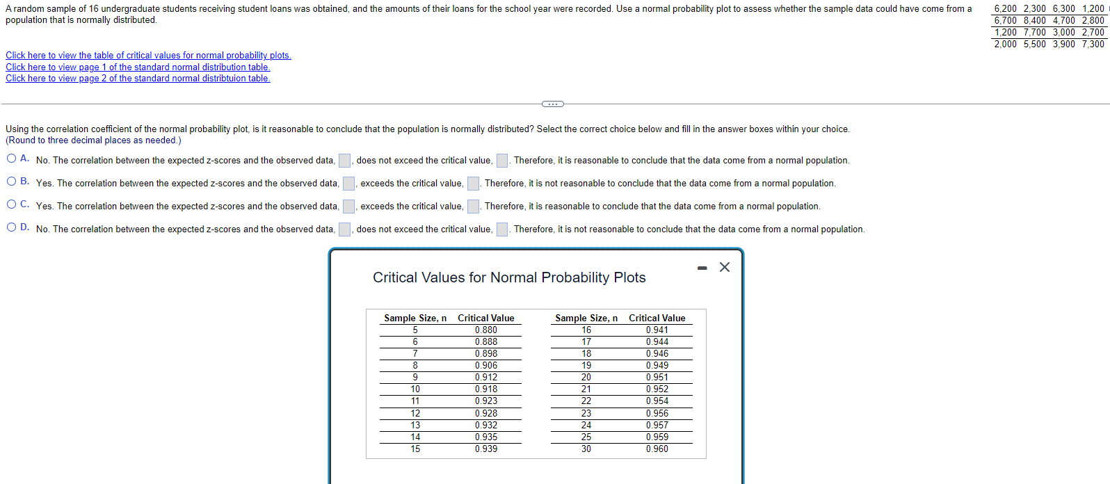 Solved population that is normally distributed. Click here | Chegg.com