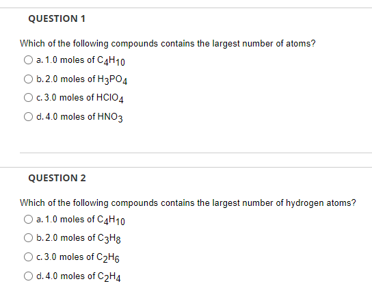 Solved Which of the following compounds contains the largest | Chegg.com
