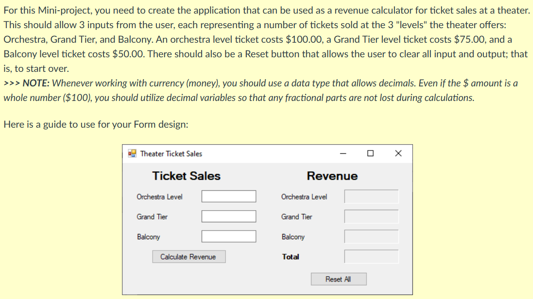 Solved For this Mini-project, you need to create the | Chegg.com