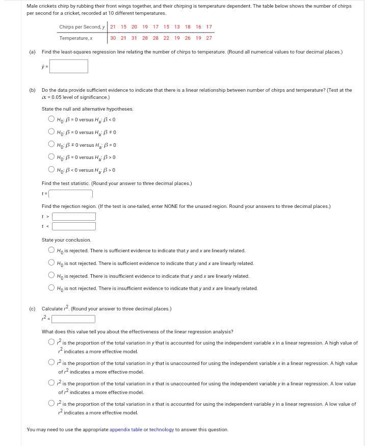 Solved Male crickets chirp by rubbing their front wings | Chegg.com