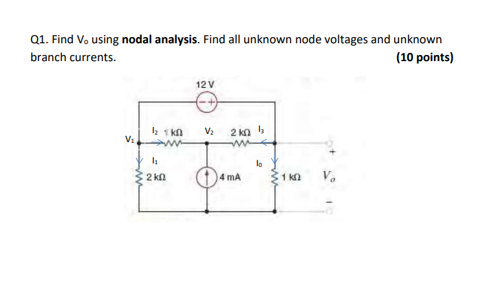 Solved Q1. Find V. using nodal analysis. Find all unknown | Chegg.com