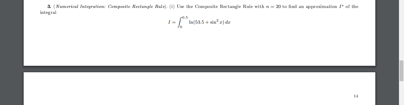 Solved 3. (Numerical Integration: Composite Rectangle Rule). | Chegg.com