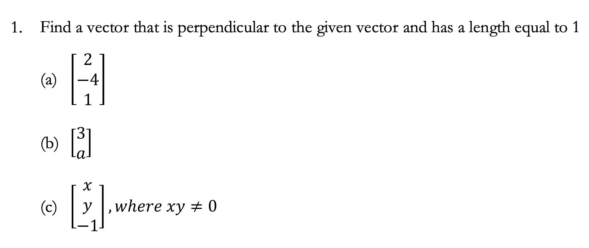Solved 1. Find a vector that is perpendicular to the given | Chegg.com