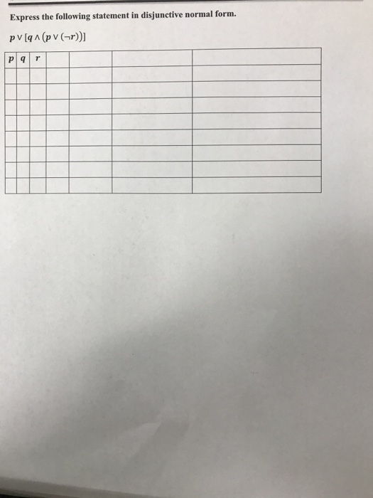 Solved Express the following statement in disjunctive normal | Chegg.com