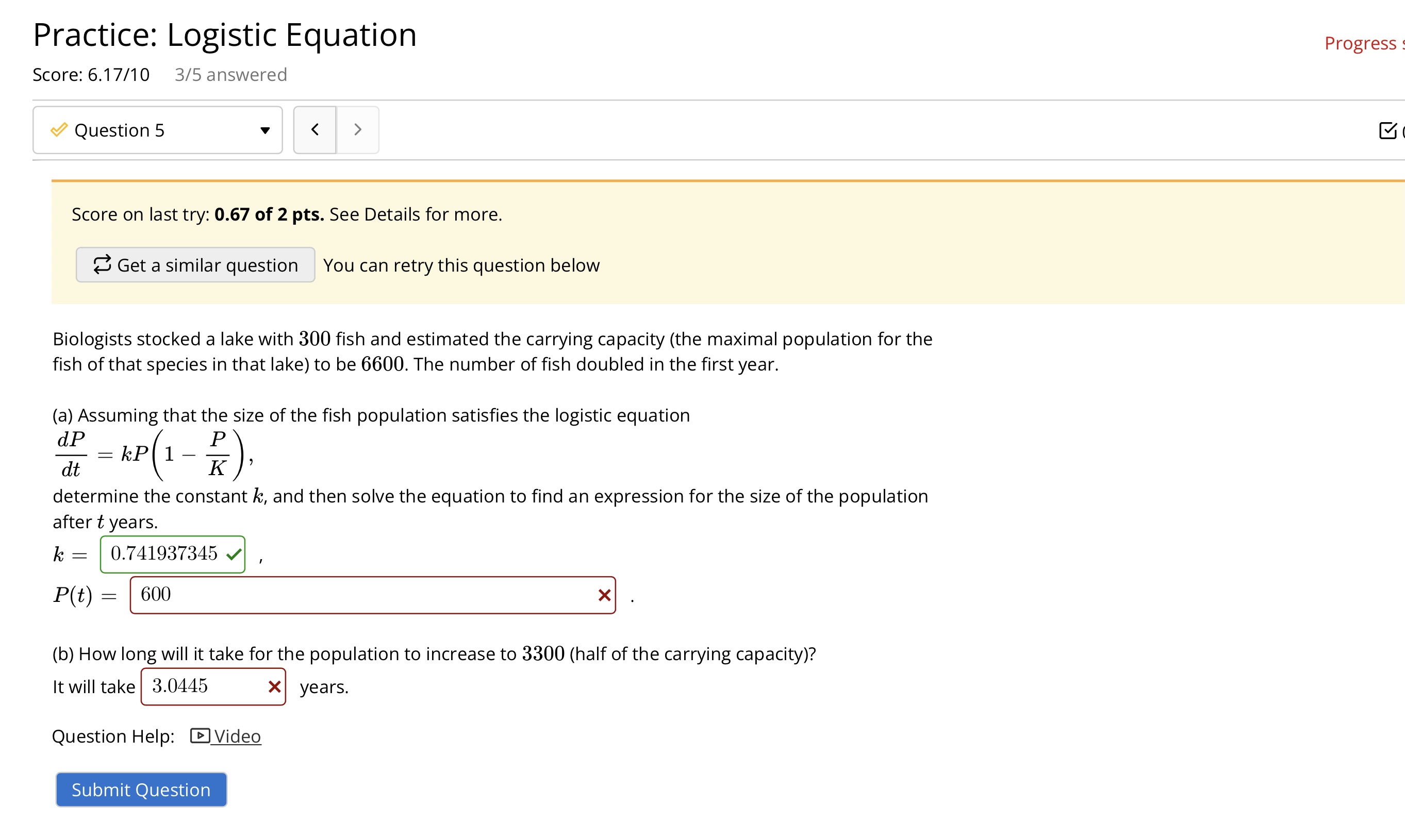Solved Score on last try: 0.67 of 2 pts. See Details for | Chegg.com