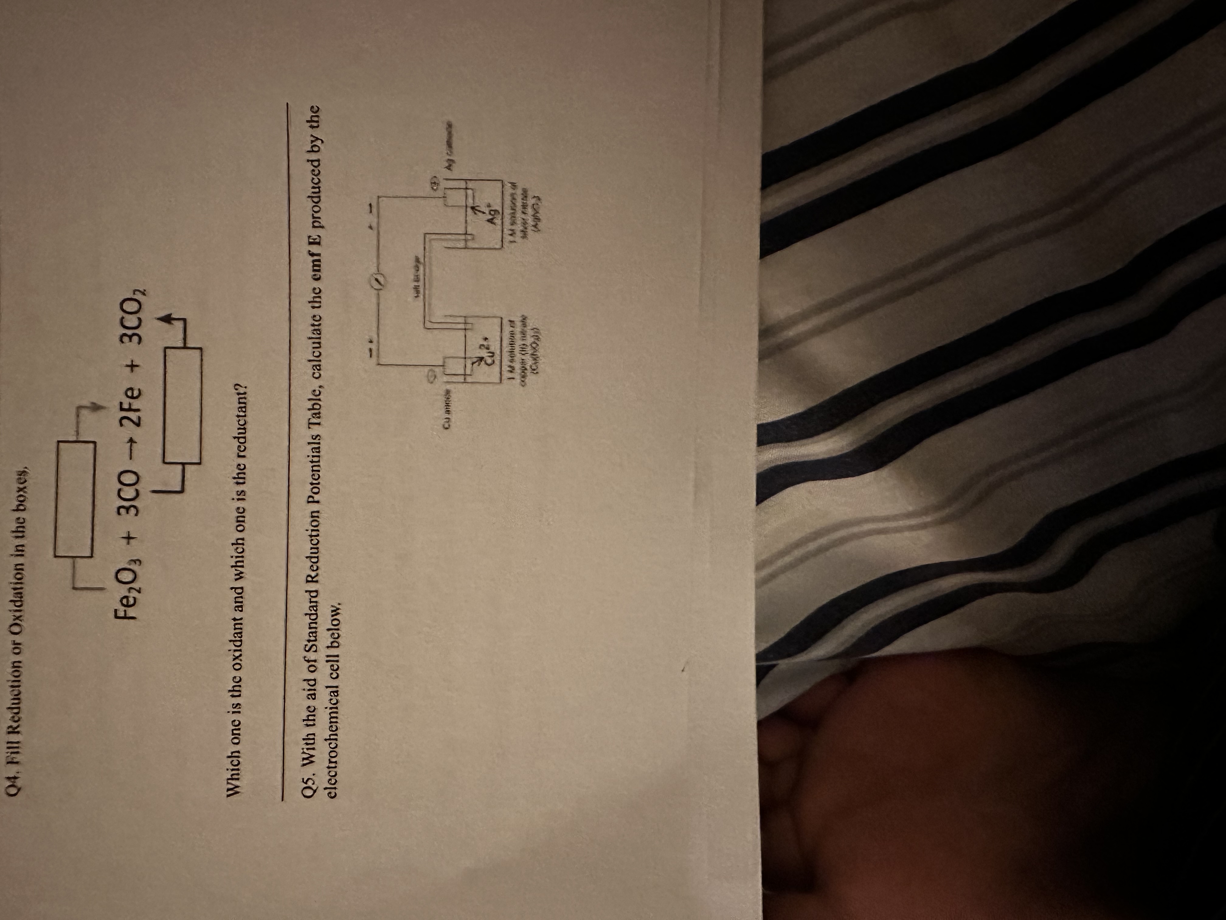 Solved Q4. Fill Reduction or Oxidation in the boxes, Which | Chegg.com