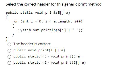 Solved Select the correct header for this generic print | Chegg.com