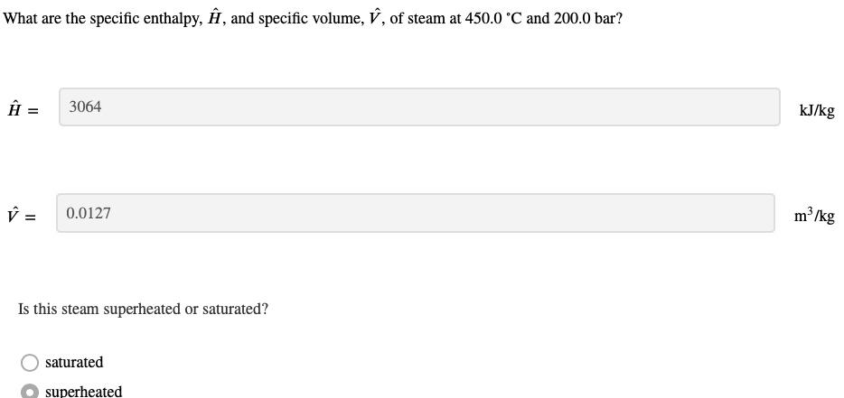Solved What are the specific enthalpy, H^, and specific | Chegg.com
