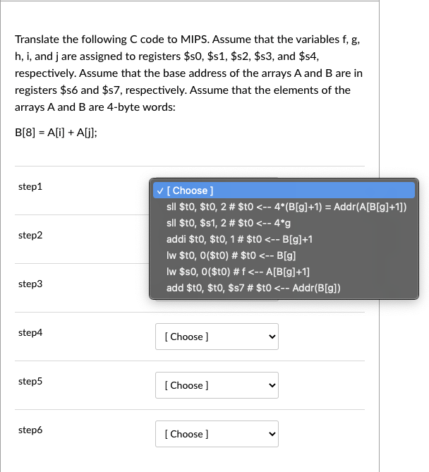 Translate the following C code to MIPS. Assume that | Chegg.com