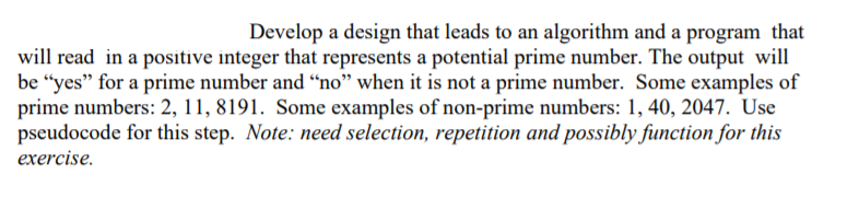 Solved Develop a design that leads to an algorithm and a | Chegg.com