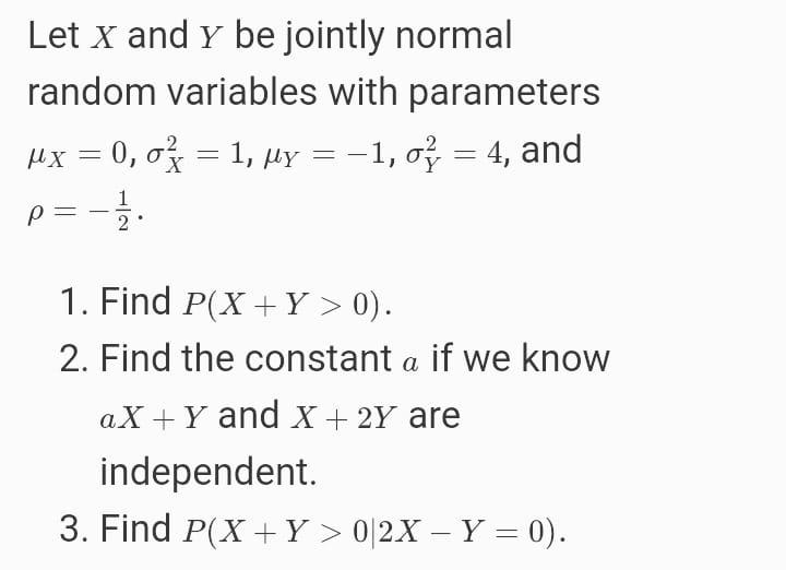 Solved Let x and y be jointly normal random variables with | Chegg.com