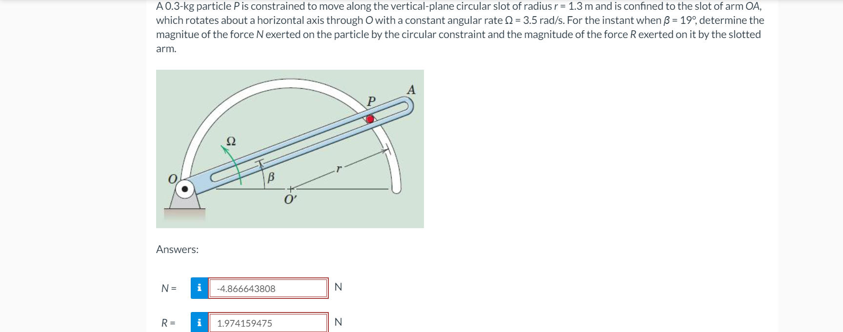 Solved A 0.3-kg particle Pis constrained to move along the | Chegg.com