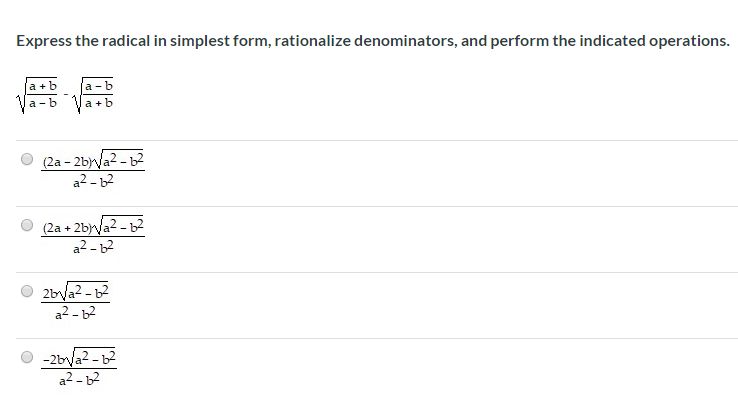 Solved Express the radical in simplest form, rationalize | Chegg.com