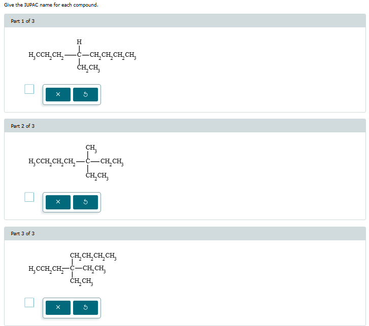 Solved Give the IUPAC name for each compound.Part 1 ﻿of | Chegg.com