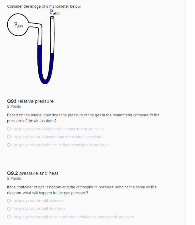 Solved Consider the image of a manometer below. Patm PO Pgas | Chegg.com