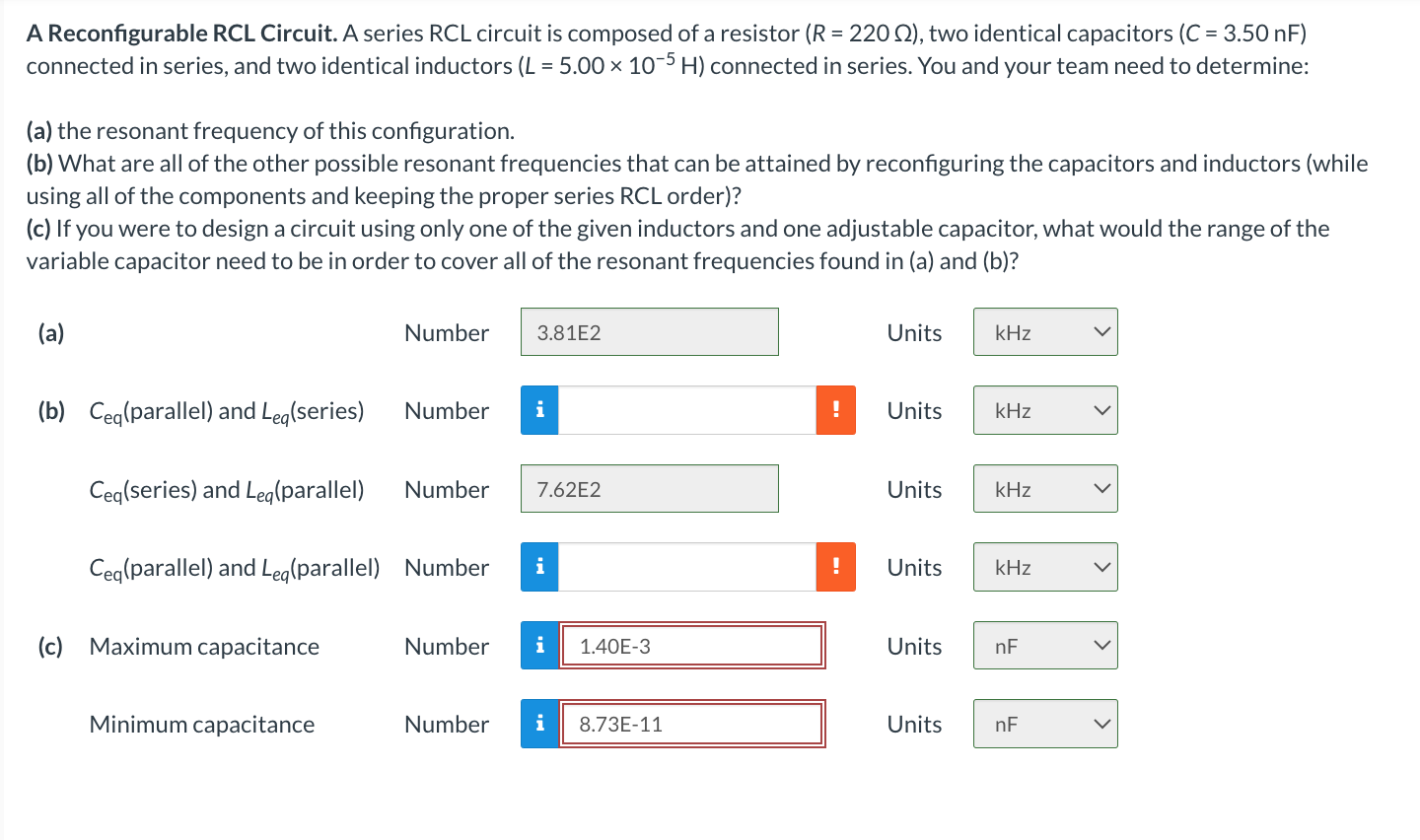 Solved configurable RCL Circuit. A series RCL circuit is | Chegg.com