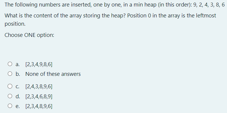 The following numbers are inserted, one by one, in a | Chegg.com