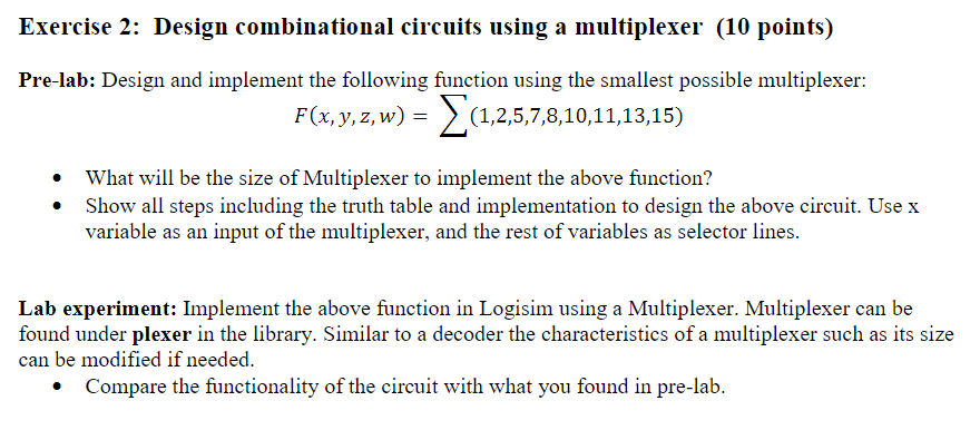 Exercise 2 Design Combinational Circuits Using A 2805