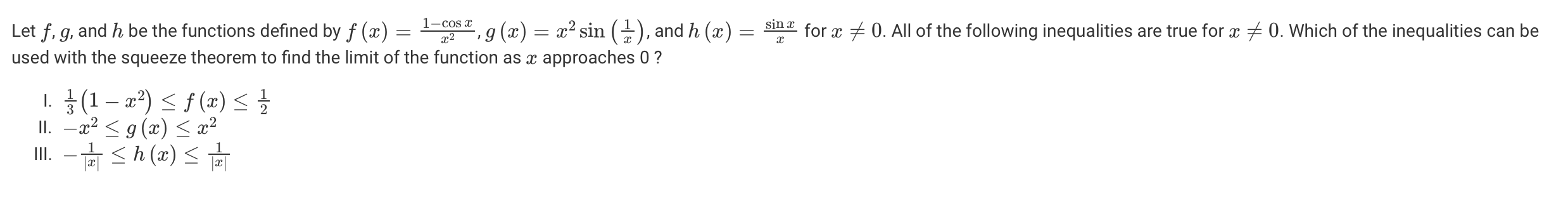 Solved Let f,g, ﻿and h ﻿be the functions defined by | Chegg.com