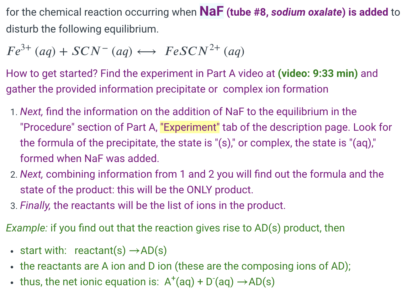 Solved for the chemical reaction occurring when NaF (tube | Chegg.com