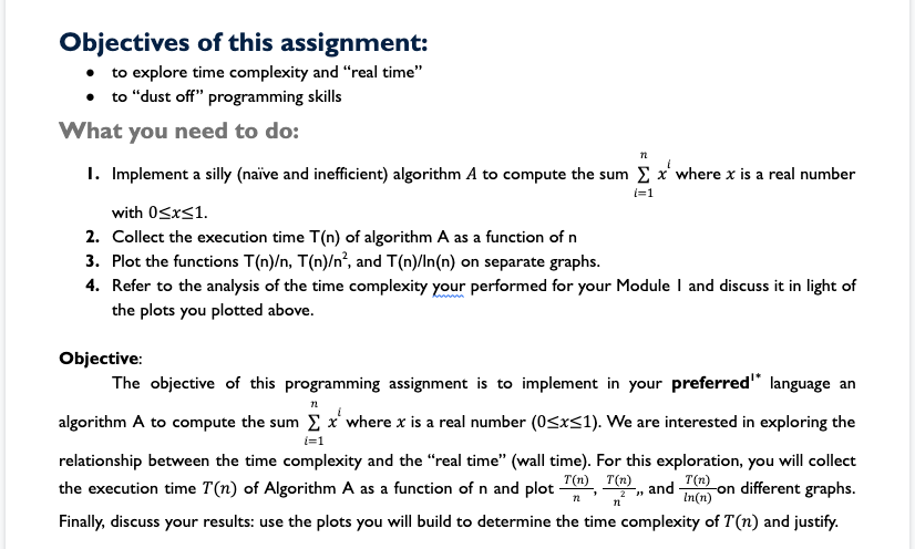 n Objectives of this assignment: • to explore time | Chegg.com
