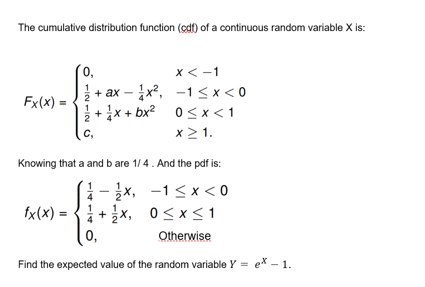 Solved The cumulative distribution function (cdf) of a | Chegg.com